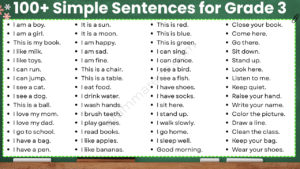 100+ Simple Short Sentences for Grade 3 to Read and Write Easily ...