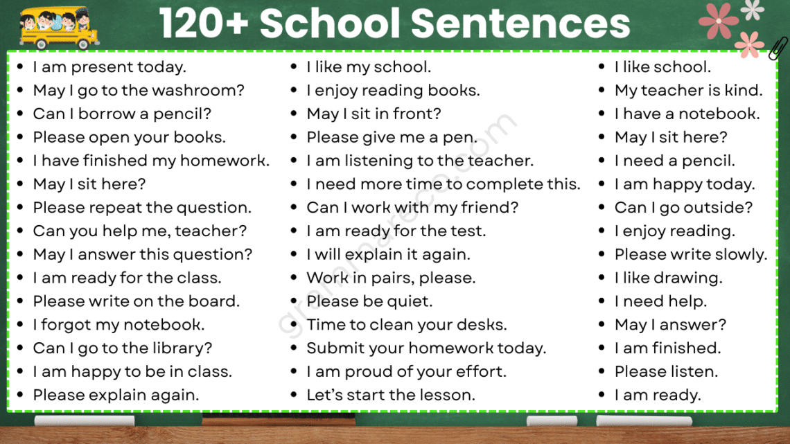120+ Basic English Sentences for School Used in Daily Life | Grammareco.com