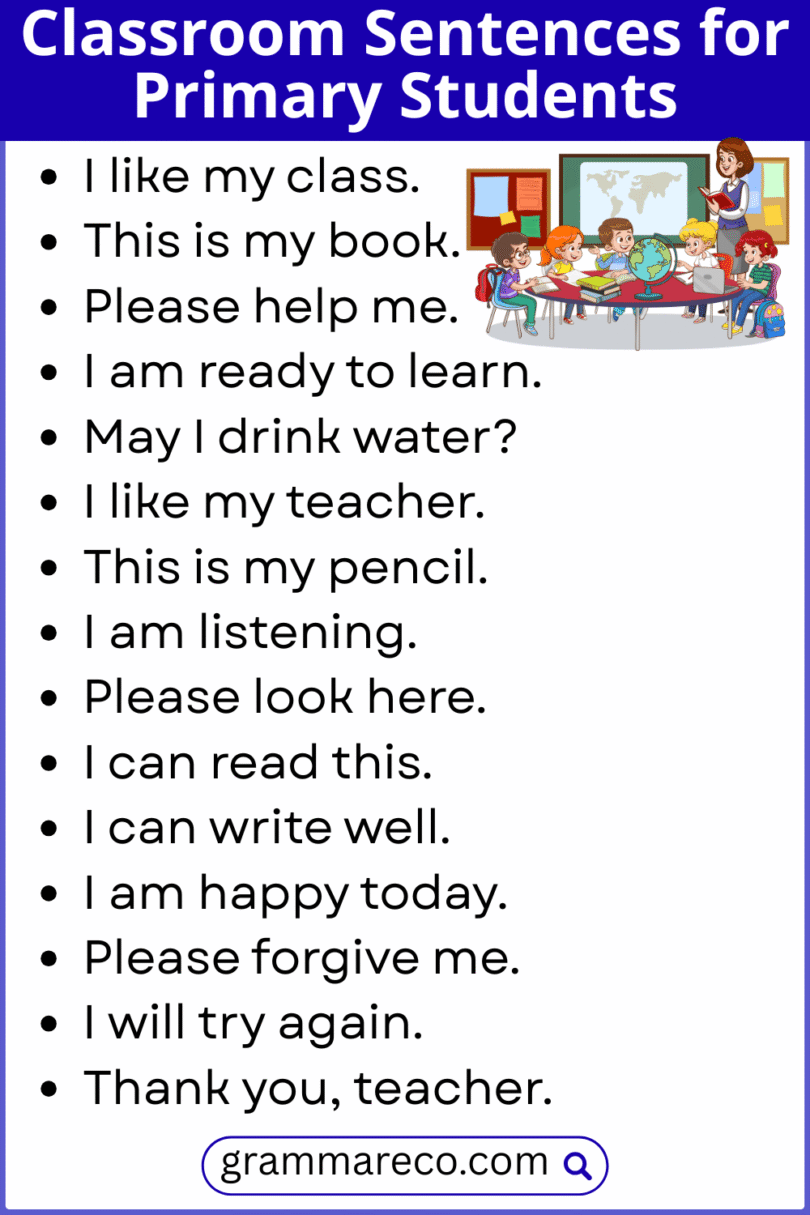 150+ Simple Classroom Sentences for Students in English | Grammareco.com