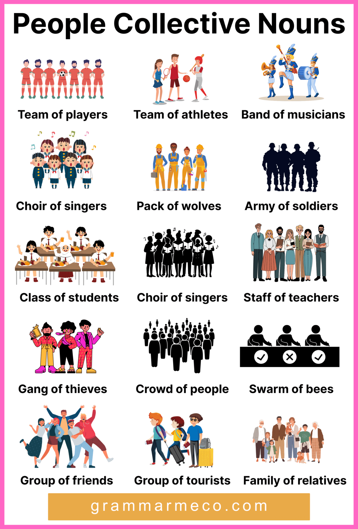 500+ Collective Nouns List for People, Animals and Things | Grammareco.com