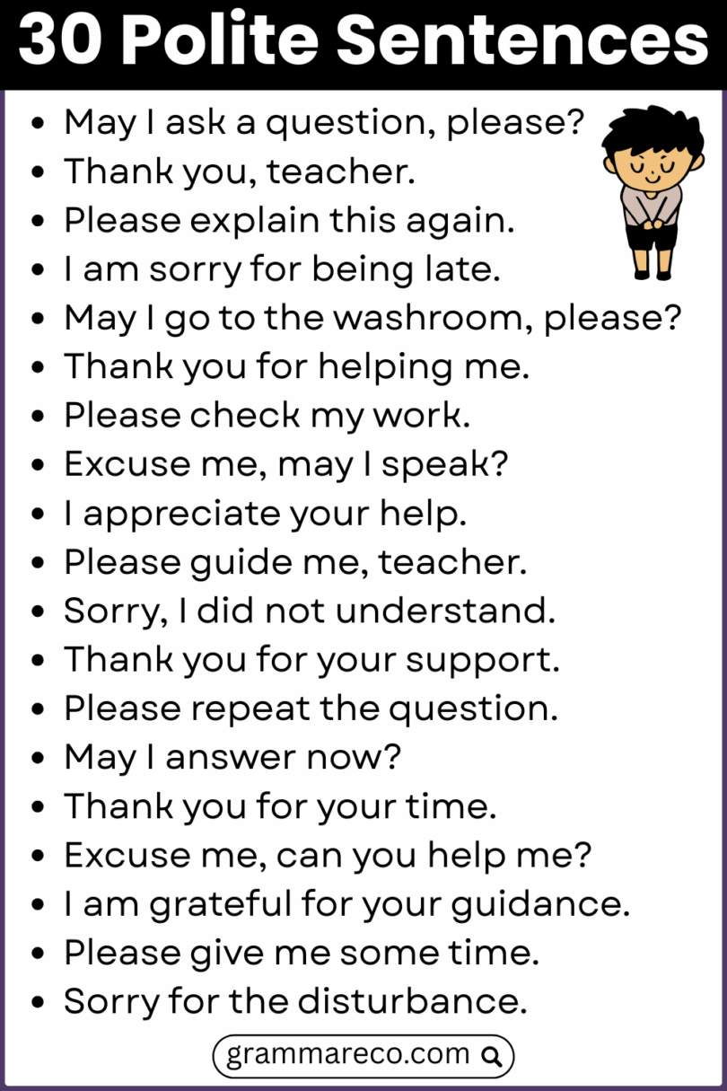 100+ Polite English Sentences for Teachers and Students | Grammareco.com