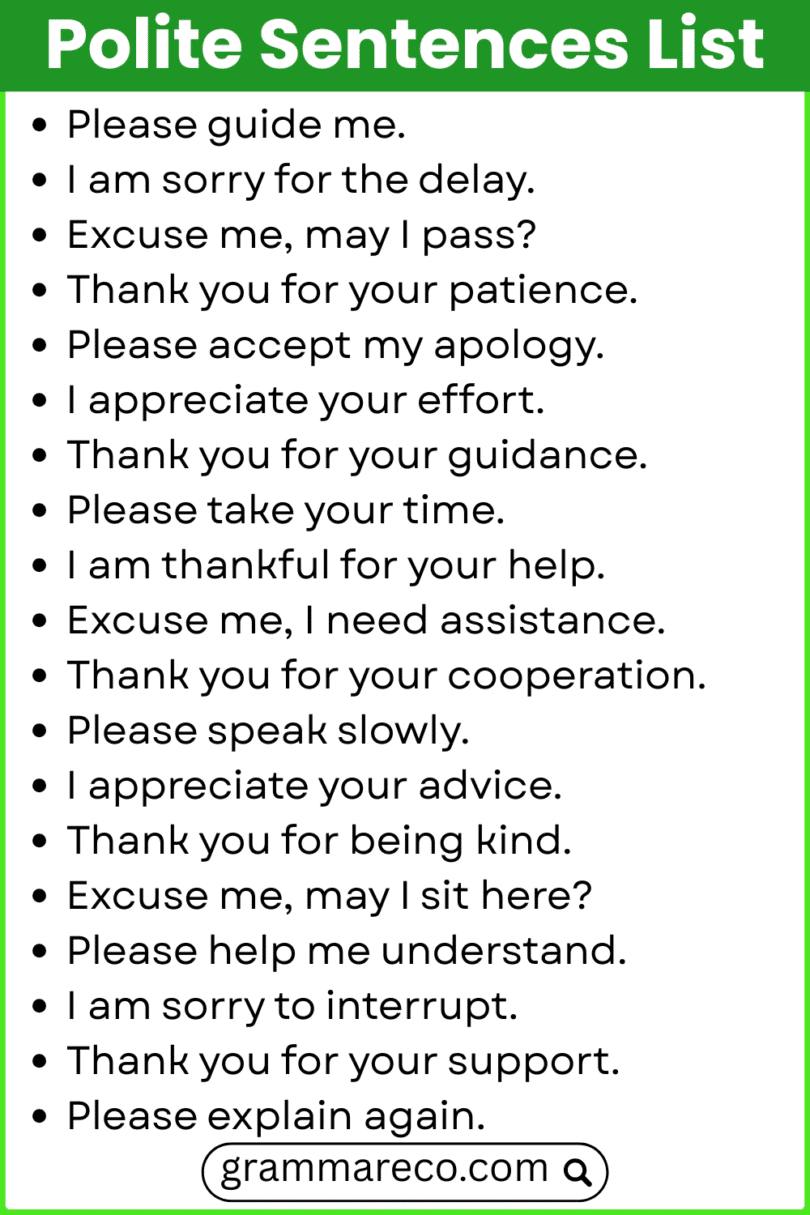 100+ Polite English Sentences for Teachers and Students | Grammareco.com