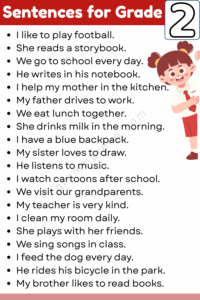 150+ Simple Sentences for Grade 2 Students with PDF | Grammareco.com