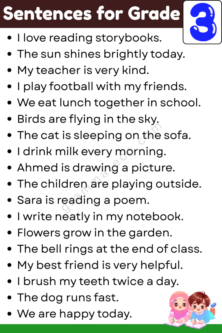 100+ Simple Short Sentences for Grade 3 to Read and Write Easily ...