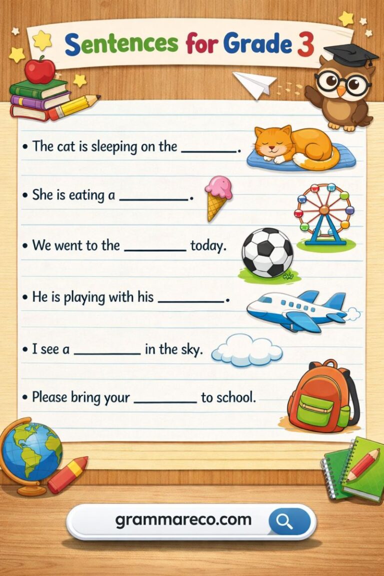 Sentences for Grade 3: 300+ Easy English Sentences for Kids ...