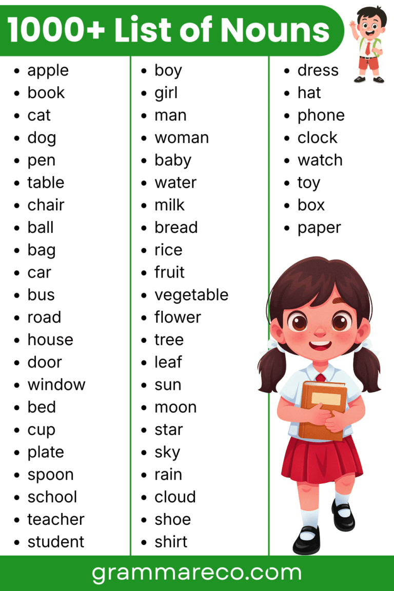 Top 1000+ Nouns List in English with Pictures | PDF | Grammareco.com