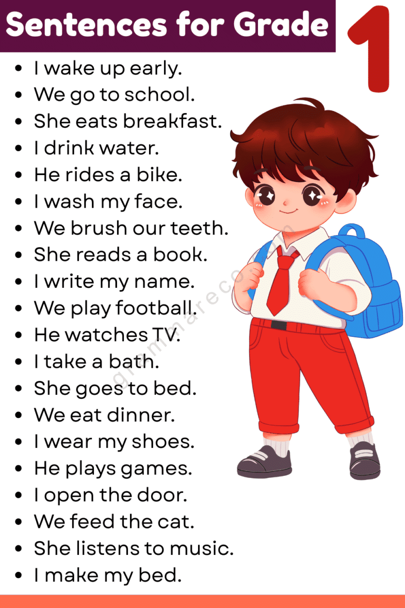 Simple Sentences for Grade 1 for Kids with Worksheets & Answers ...
