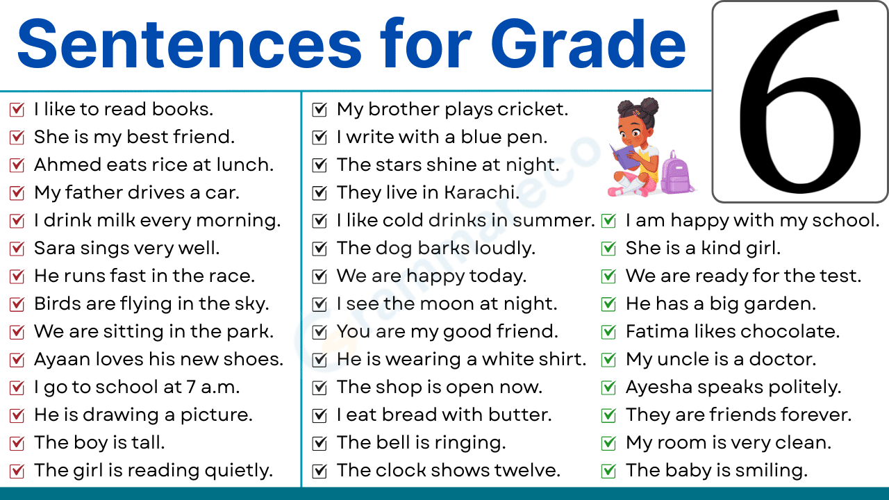 129+ Easy Sentences in English for Grade 6 Students with Pictures ...