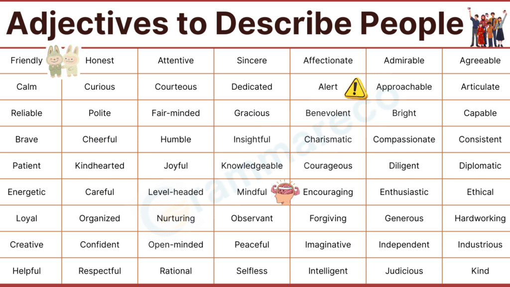 200+ Positive and Negative Adjectives to Describe People | Grammareco.com