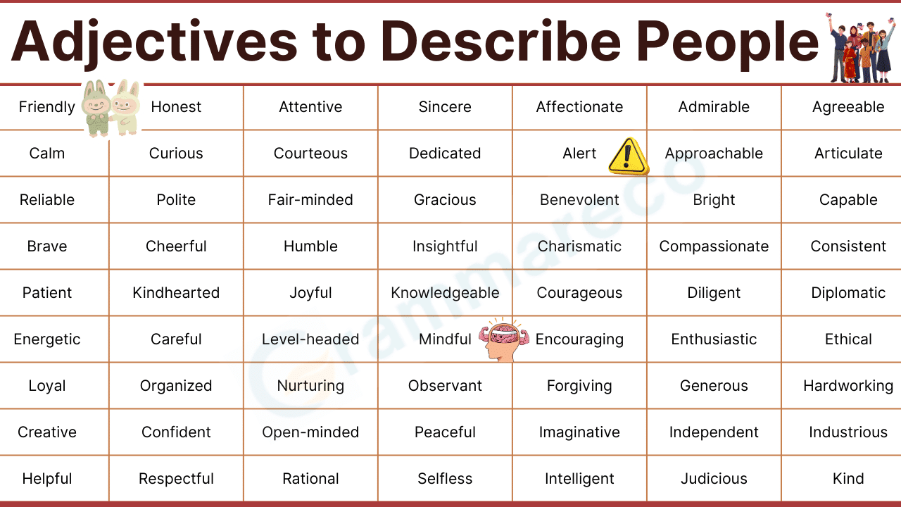 200+ Positive and Negative Adjectives to Describe People | Grammareco.com