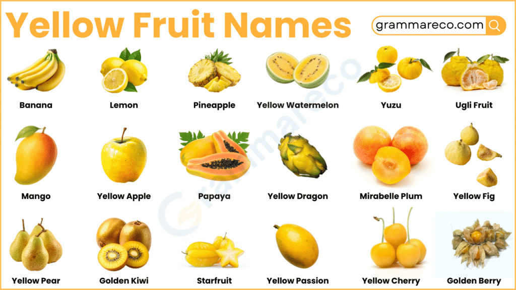 29+ Yellow Color Fruits with Names and images: Complete List ...