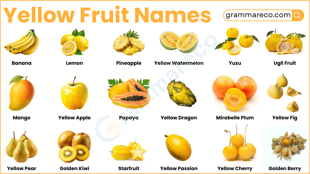 29+ Yellow Color Fruits with Names and images: Complete List ...