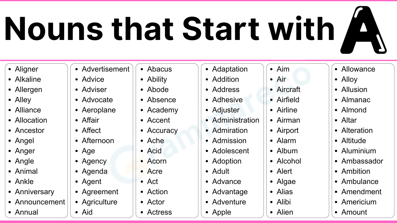 450+ Positive Nouns that Start with A with Examples | Grammareco.com