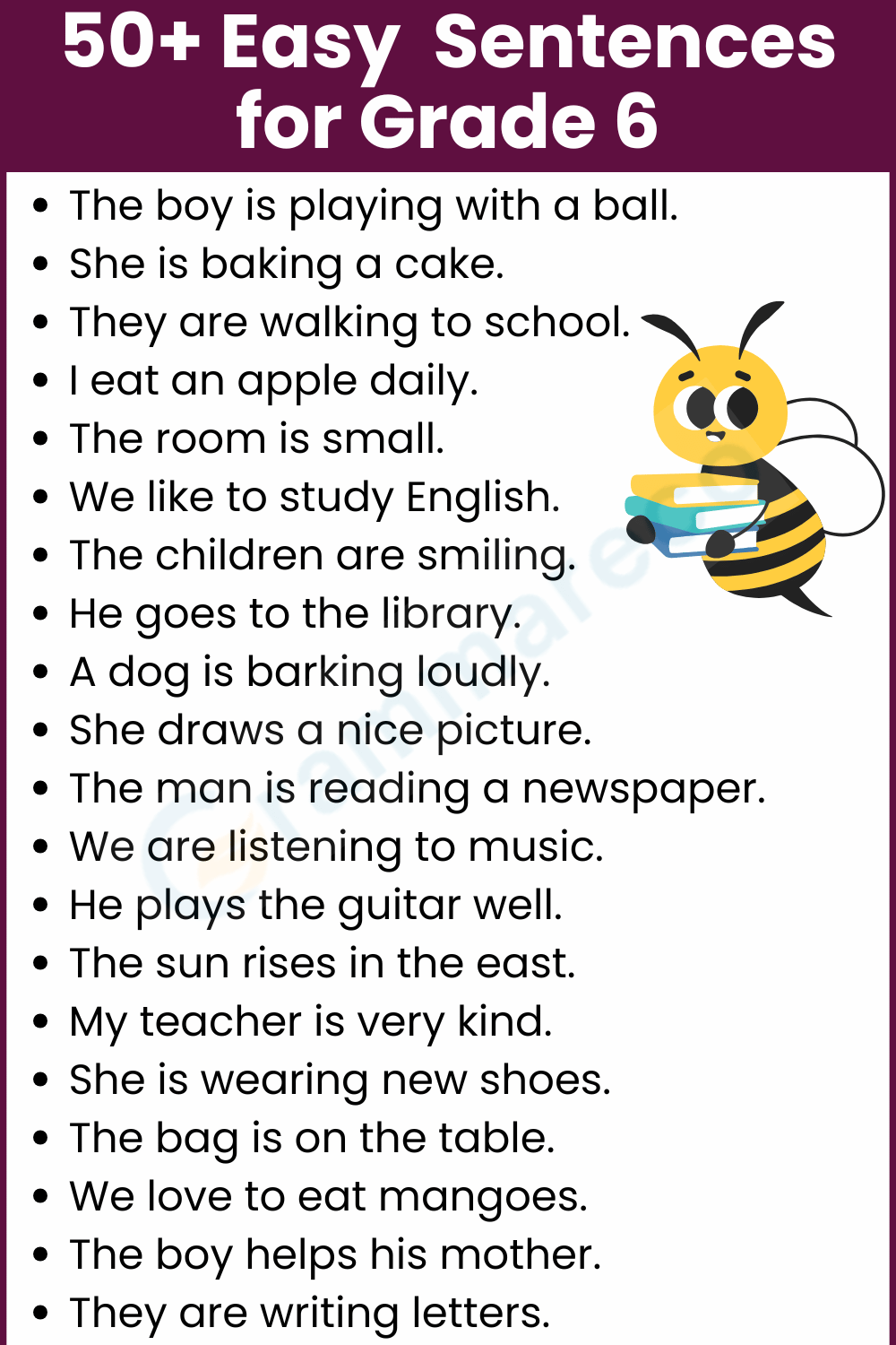 129+ Easy Sentences in English for Grade 6 Students with Pictures ...