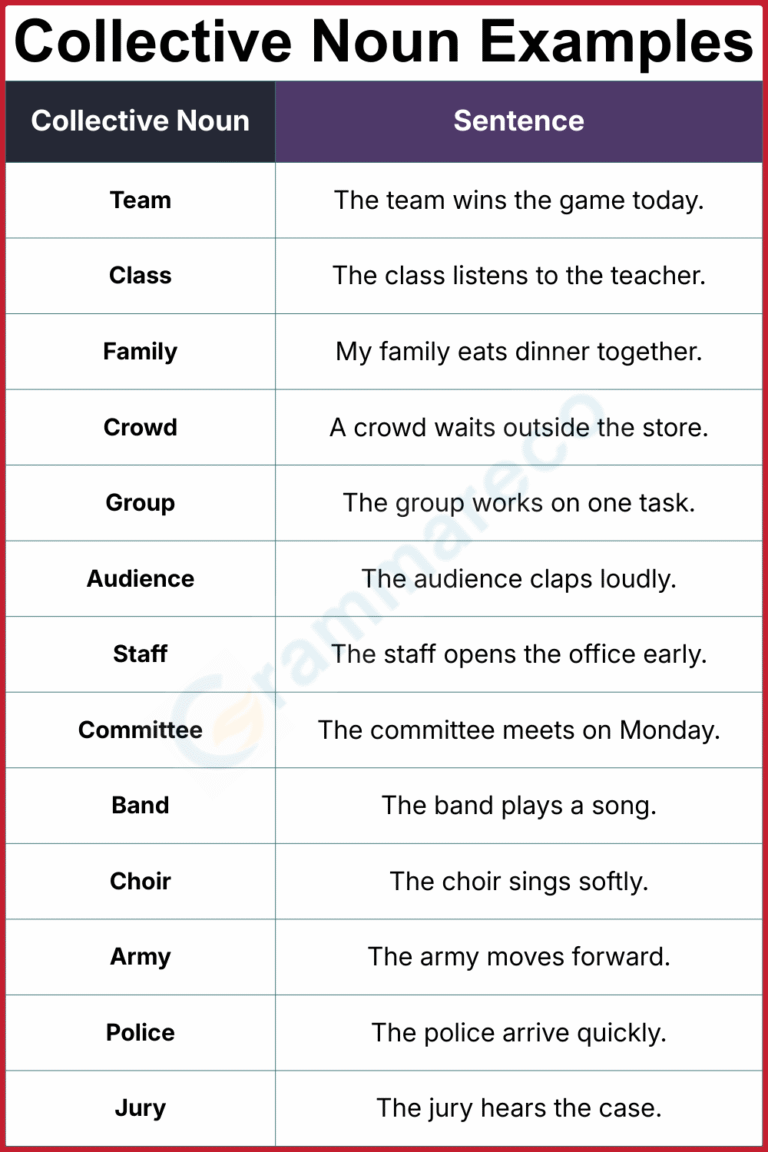 Top 100+ Collective Nouns Examples in Sentences in English | Grammareco.com