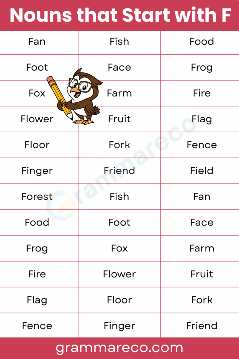 200+ Noun Words with F: Ultimate List of Nouns that Start with F ...