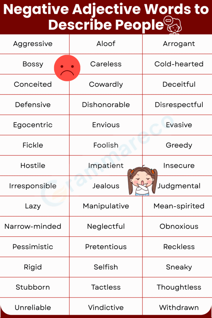 200+ Positive and Negative Adjectives to Describe People | Grammareco.com