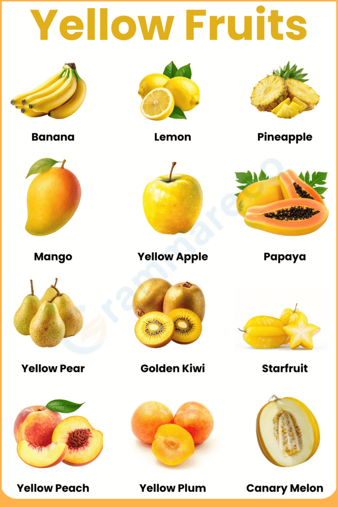 29+ Yellow Color Fruits with Names and images: Complete List ...
