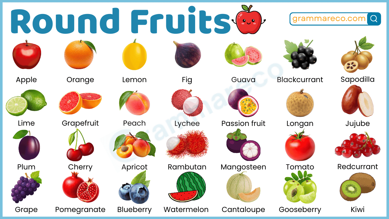 List of 50+ Round Fruits with Names and their Pictures | Grammareco.com