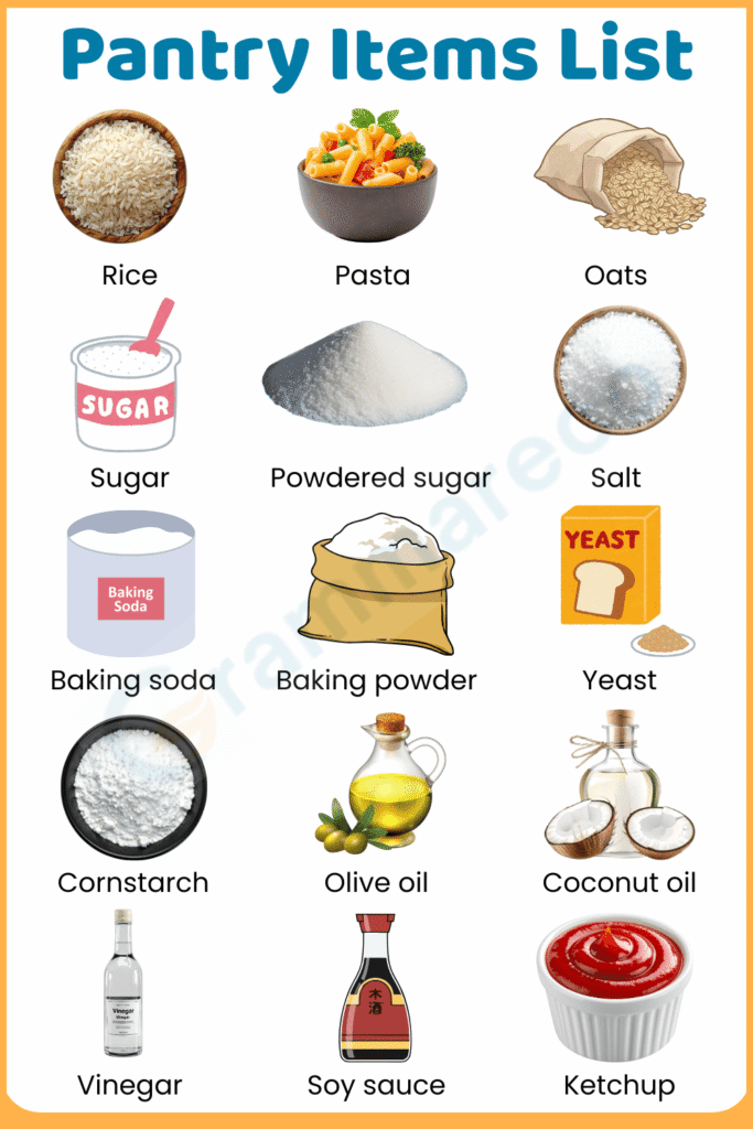 Pantry Staples List: 150+ Pantry Items with Pictures and Names ...