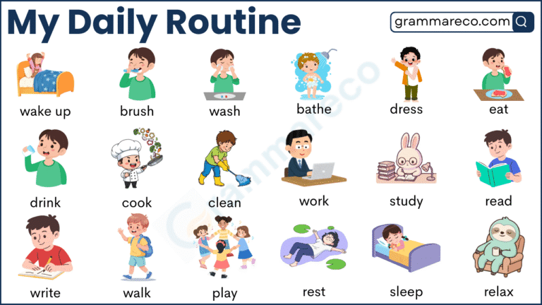 200+ Daily Routine Vocabulary Words list in English with Pictures ...