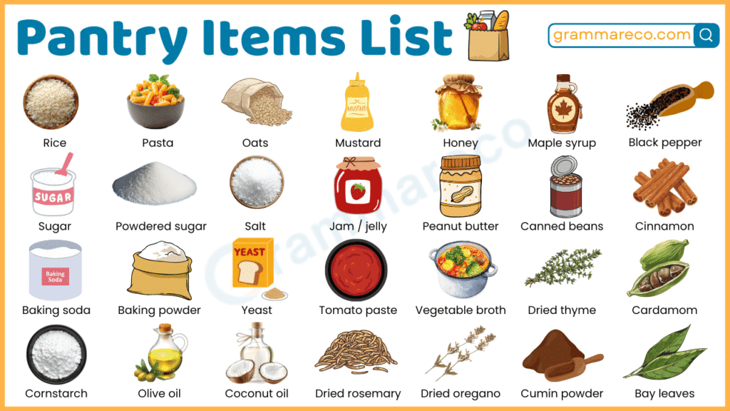 Pantry Staples List: 150+ Pantry Items with Pictures and Names ...