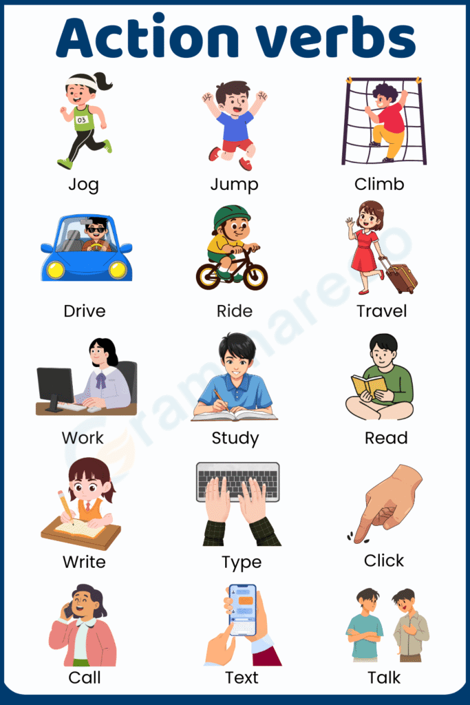 101+ Action Verbs List with Pictures and Examples Including PDF ...