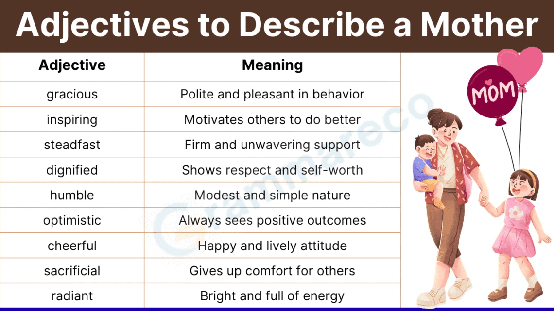 120+ Good Adjectives to Describe my Mother with Meanings | Grammareco.com
