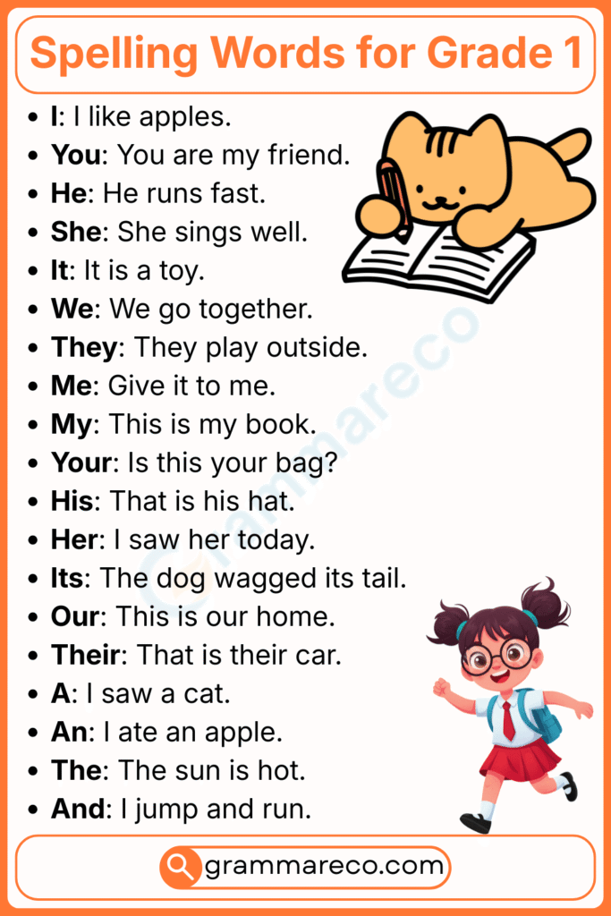 Spelling Words for Grade 1: 150 Vocabulary Words with Examples ...