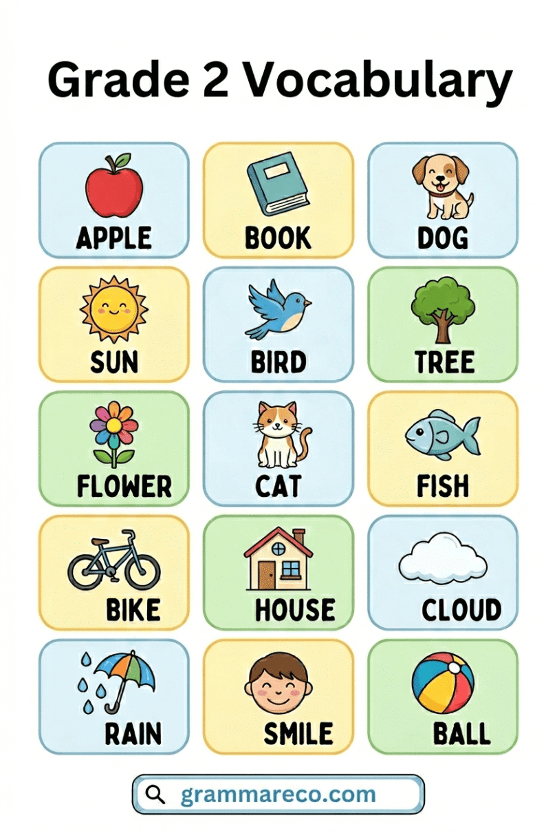 150+ Vocabulary Words for Grade 2 with Pictures and Meanings ...