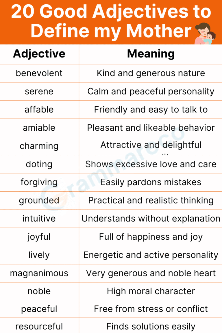 120+ Good Adjectives to Describe my Mother with Meanings | Grammareco.com