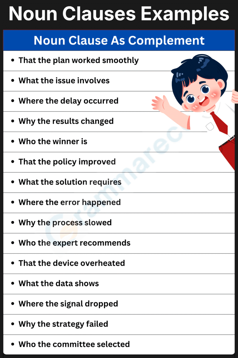 120+ Noun Clause Examples with Sentences and their Answer | Grammareco.com