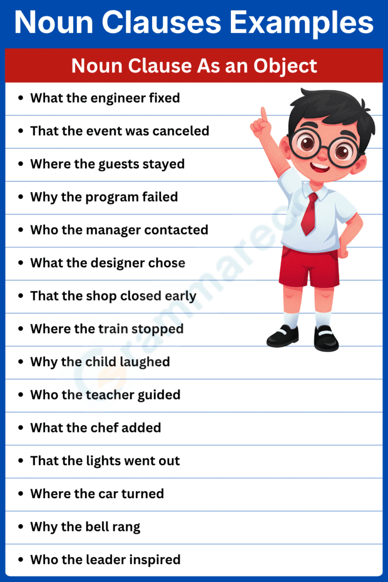 120+ Noun Clause Examples with Sentences and their Answer | Grammareco.com