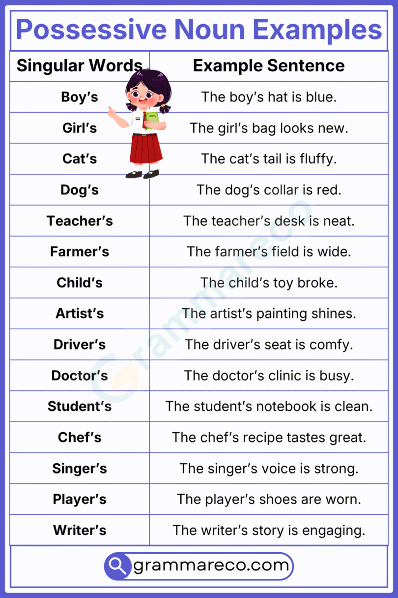 101+ Possessive Nouns Sentences Examples with Answer | Grammareco.com
