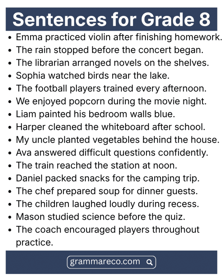 300 Best Sentences for Grade 8 in English with Worksheets PDF ...