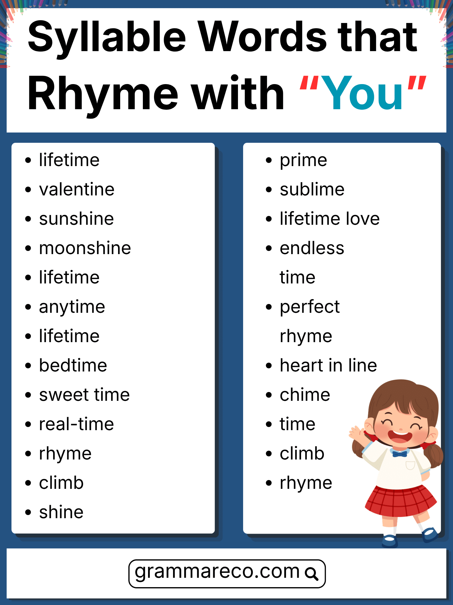 201 Prefect Words That Rhyme With Time – Rhyming List for Time ...