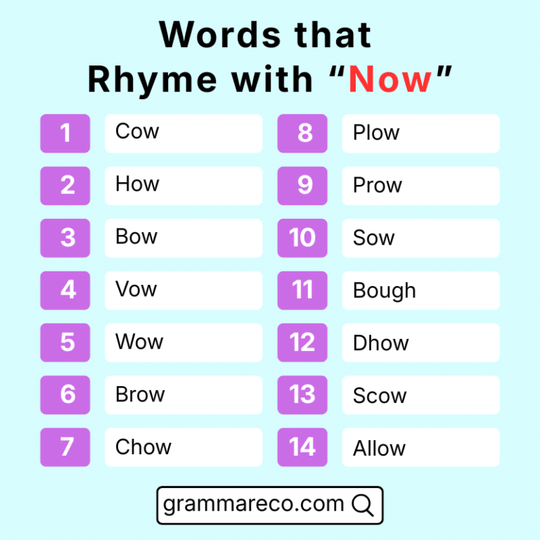 Rhymes with Now: 552 Rhyming Words for Poems, Songs and Writing ...